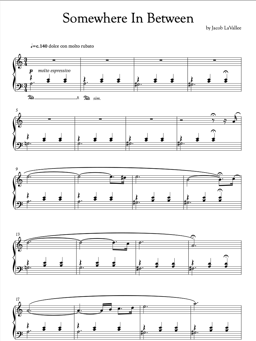 Somewhere in Between - Sheet Music