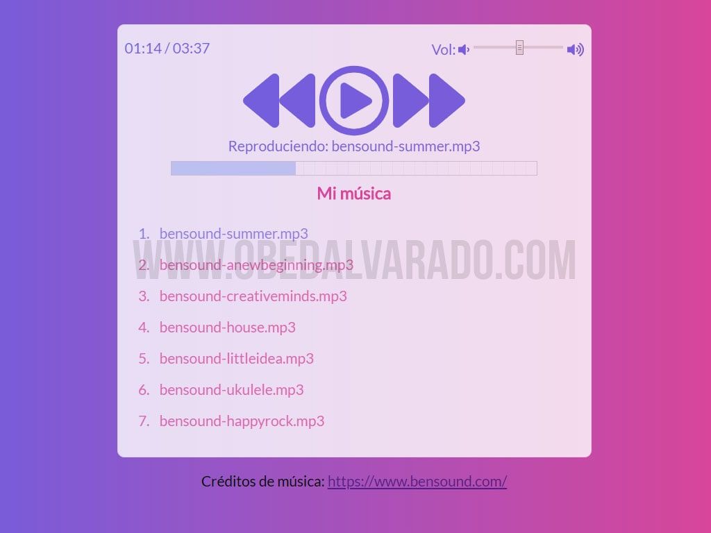 Crea un reproductor de música con JavaScript, HTML5 y CSS