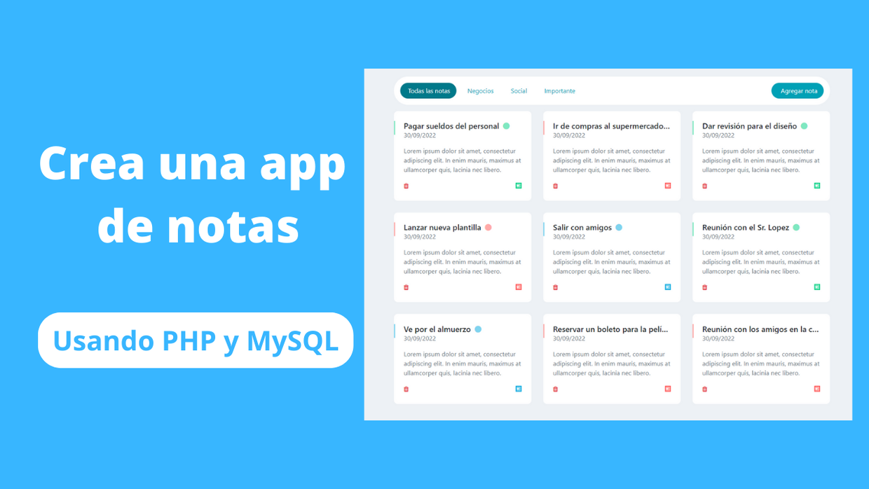 Crea una app de notas usando PHP y MySQL