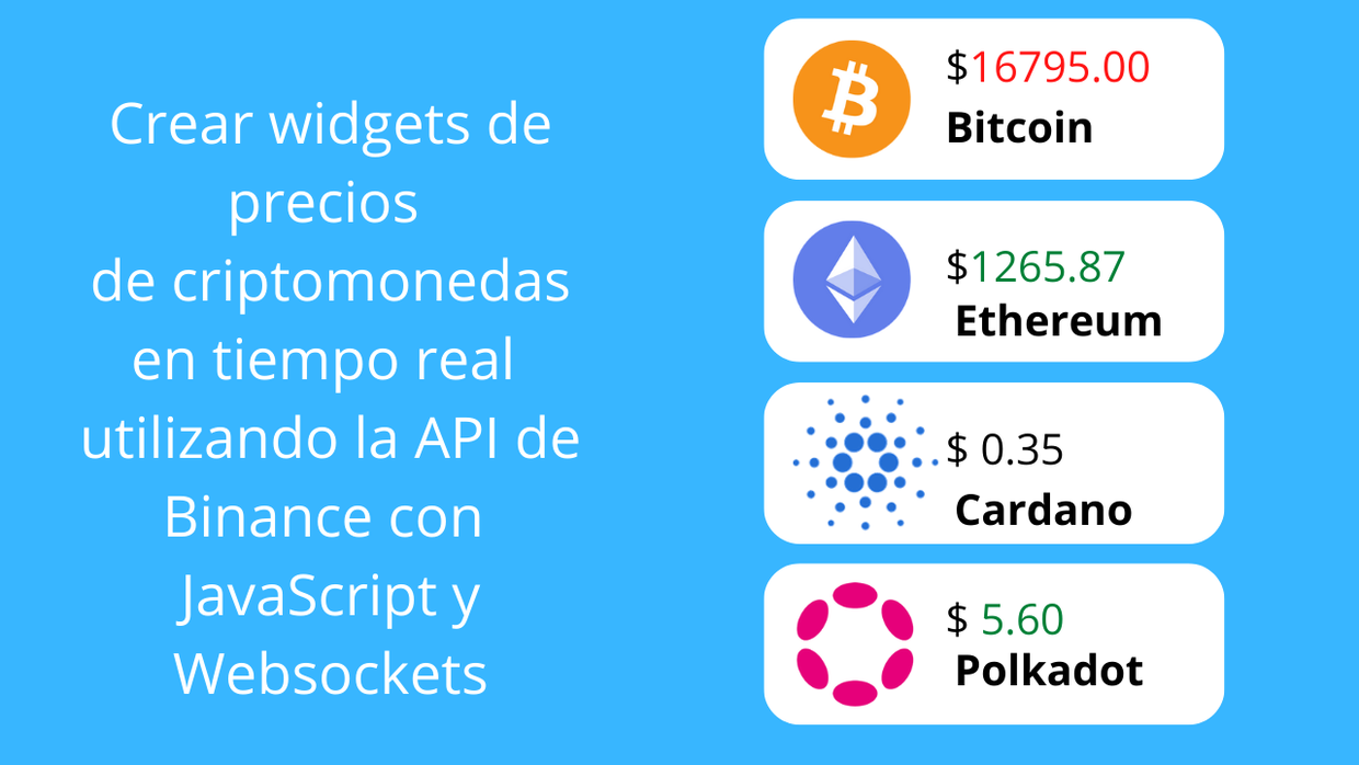 Crear widgets de precios de criptomonedas en tiempo real utilizando la API de Binance con JavaScript