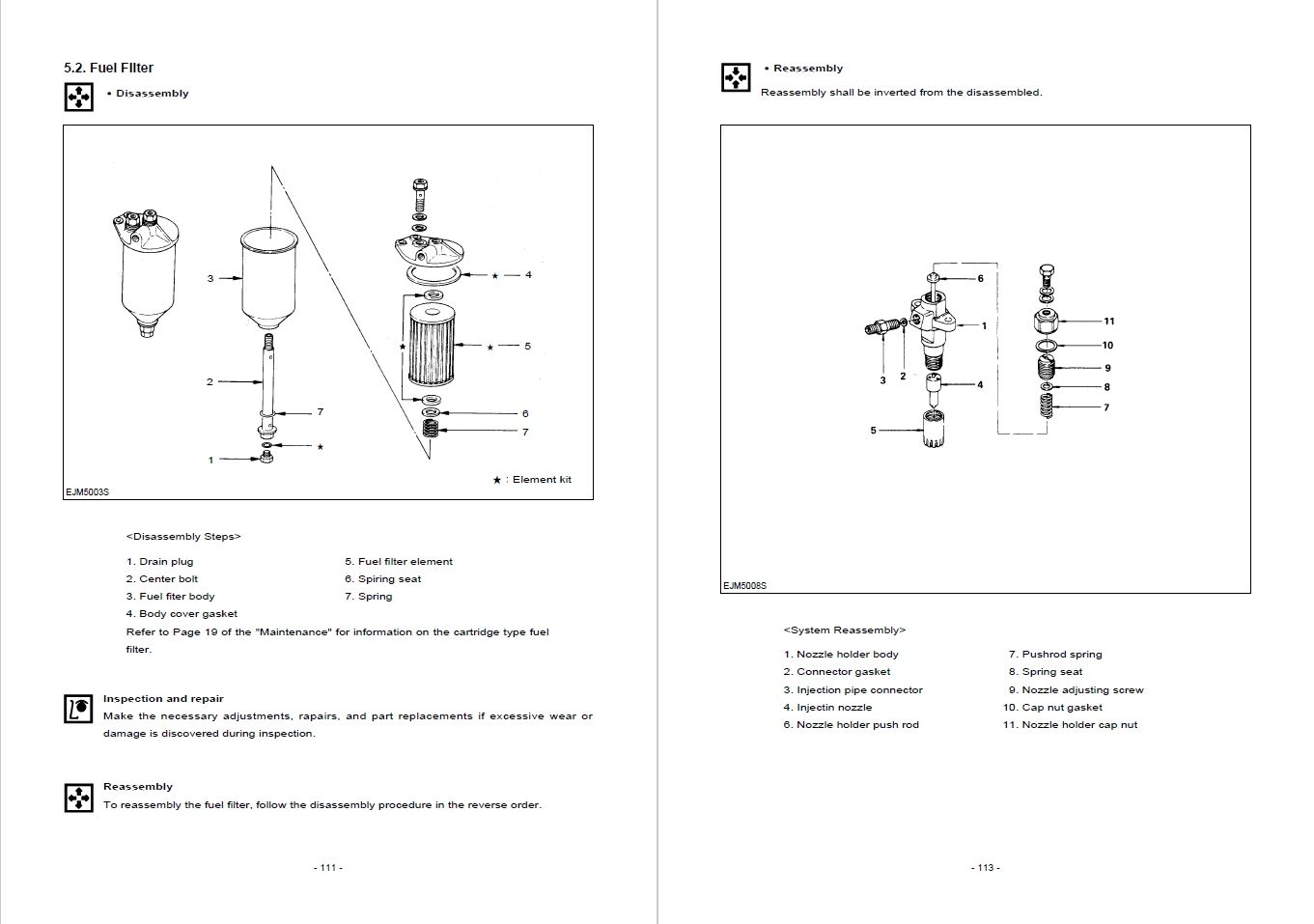Doosan Daewoo Shop Manual DB58, DB58T, DB58TI Diesel Engine 65.99892 ...