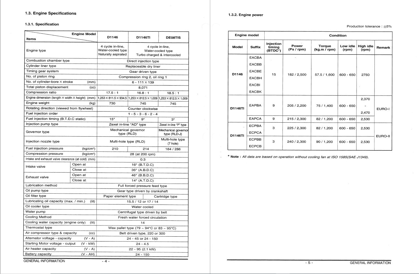 Doosan Daewoo Shop Manual D1146, D1146TI, DE08TIS Diesel Engine 65. ...