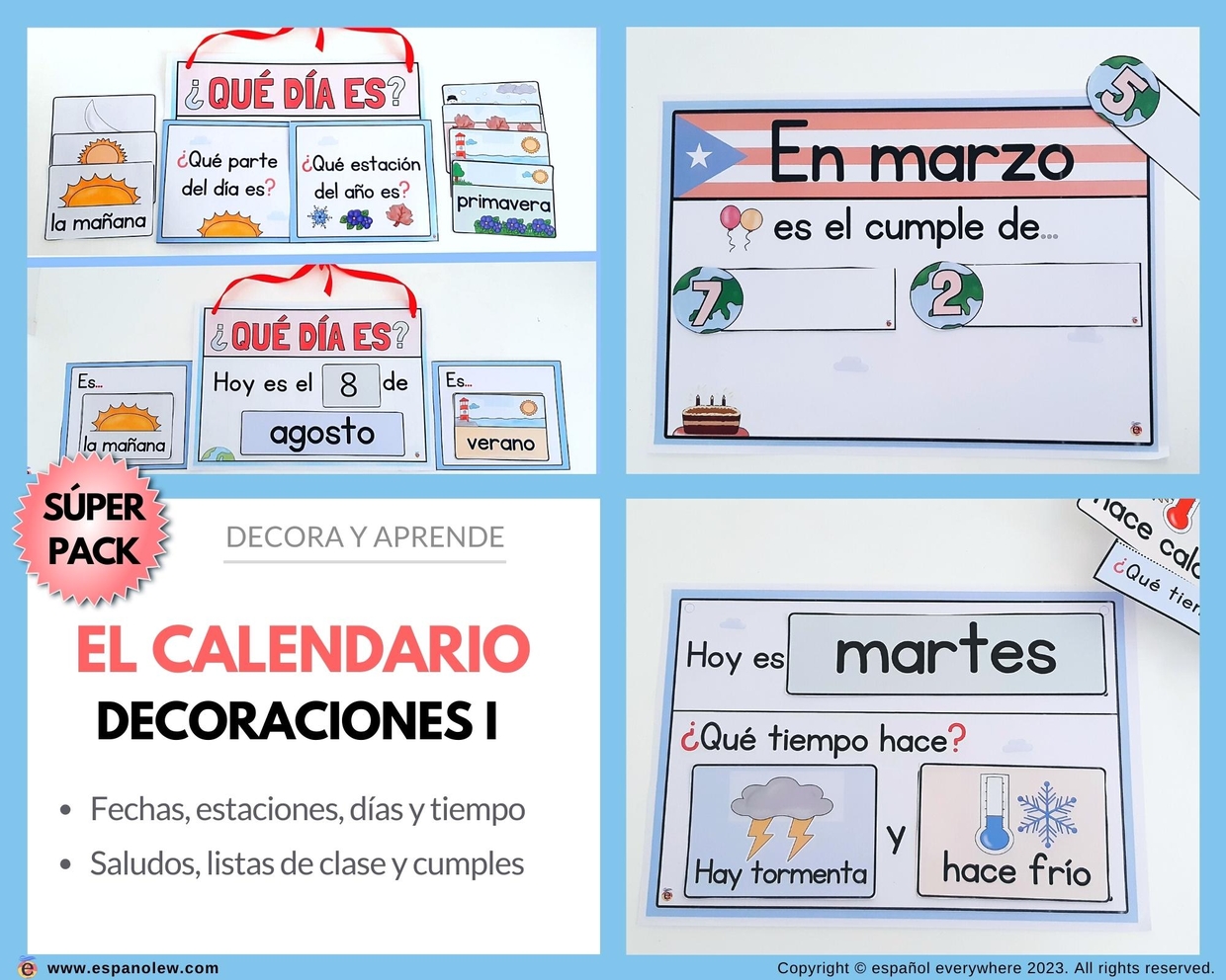 Pack CALENDARIO (I)-Fecha, estaciones, sentimientos 🎯 CUMPLES Y ...