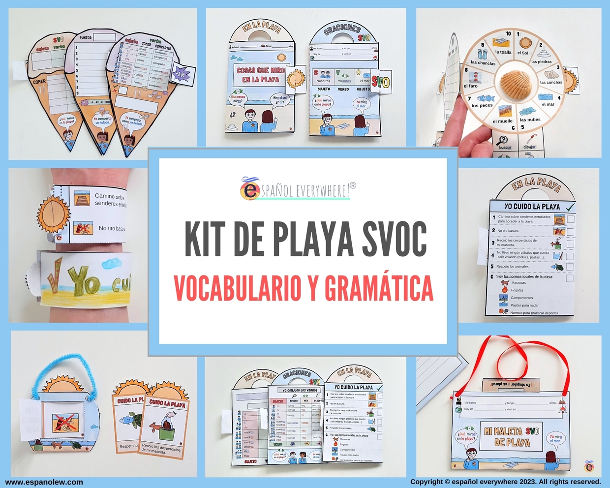 💻PACK ´KIT DE PLAYA SVOC´- Vocabulario, conjugación, oraciones y ...