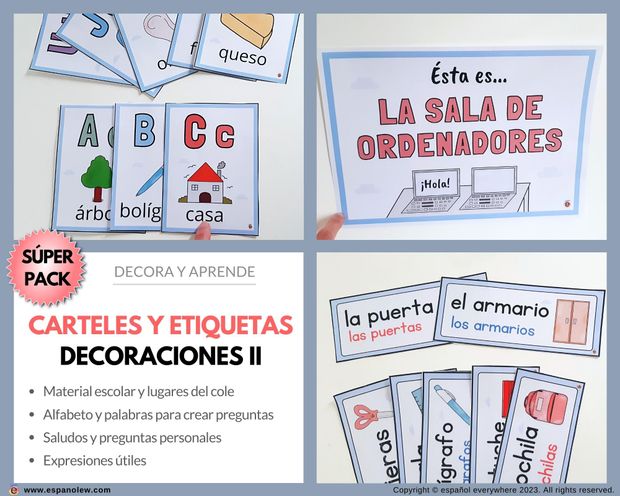 Carteles Escolares De Español Cartel De Clase De Español Etsy