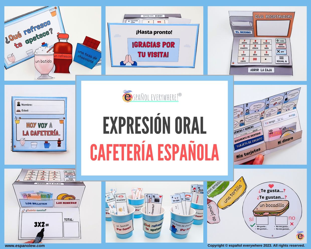 💻 CAFETERÍA ESPAÑOLA-Vocabulario y sobre mí. Precios 🌎Países hispanos 🎁 ...