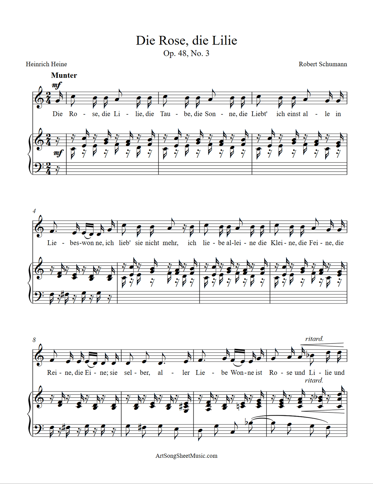 Die Rose, die Lilie PDF - Schumann - C major