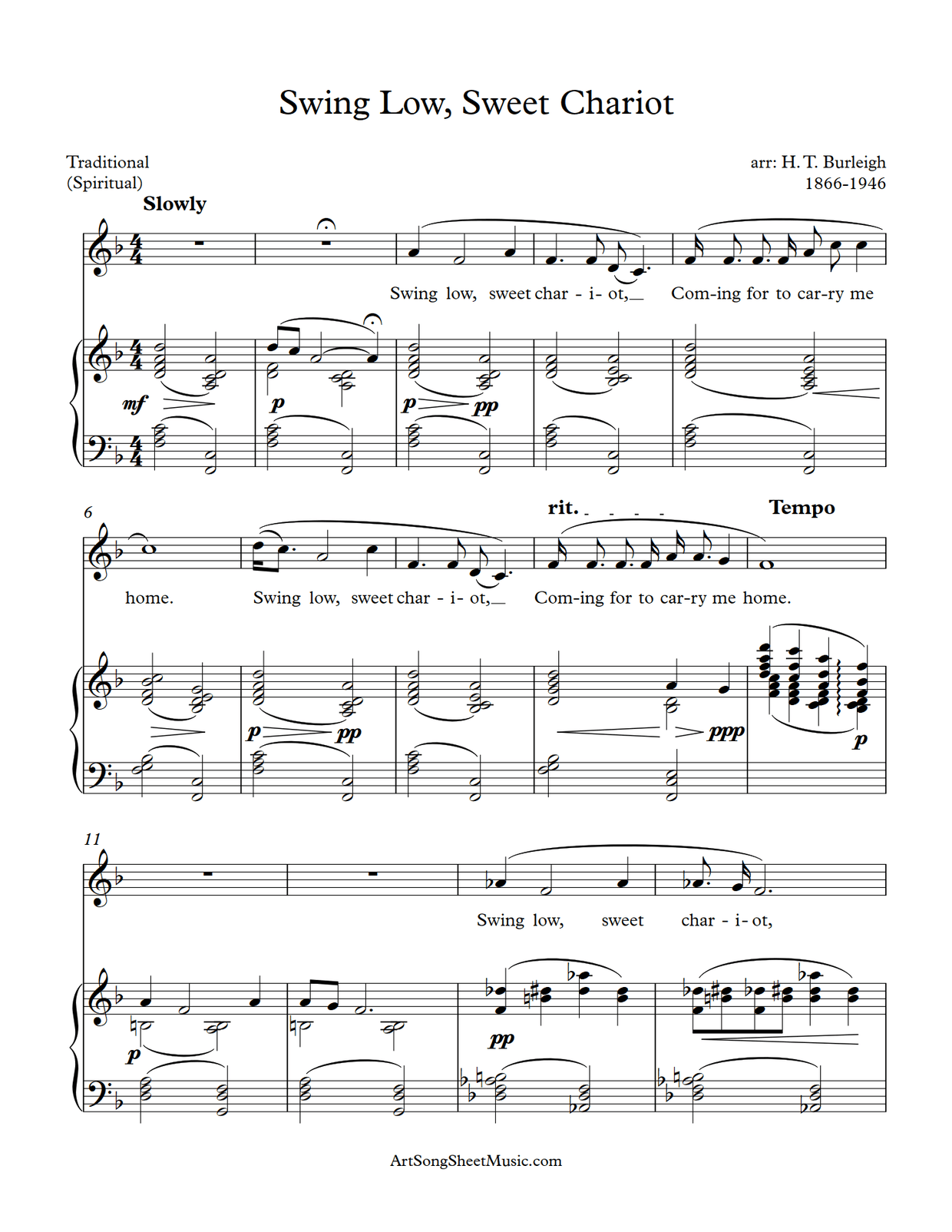 Swing Low, Sweet Chariot PDF - Burleigh - F major