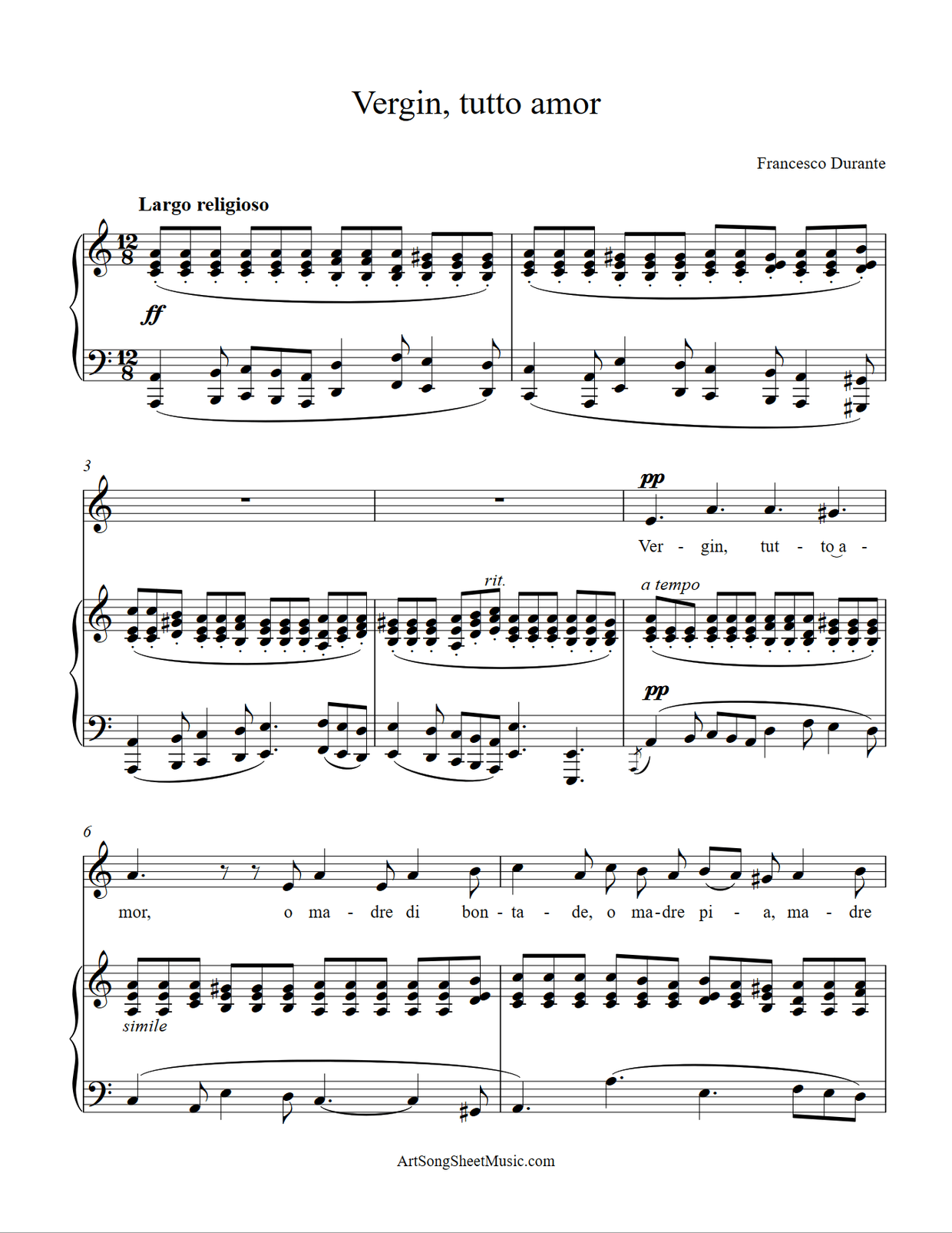 Vergin tutto amor - Durante - PDF - A minor