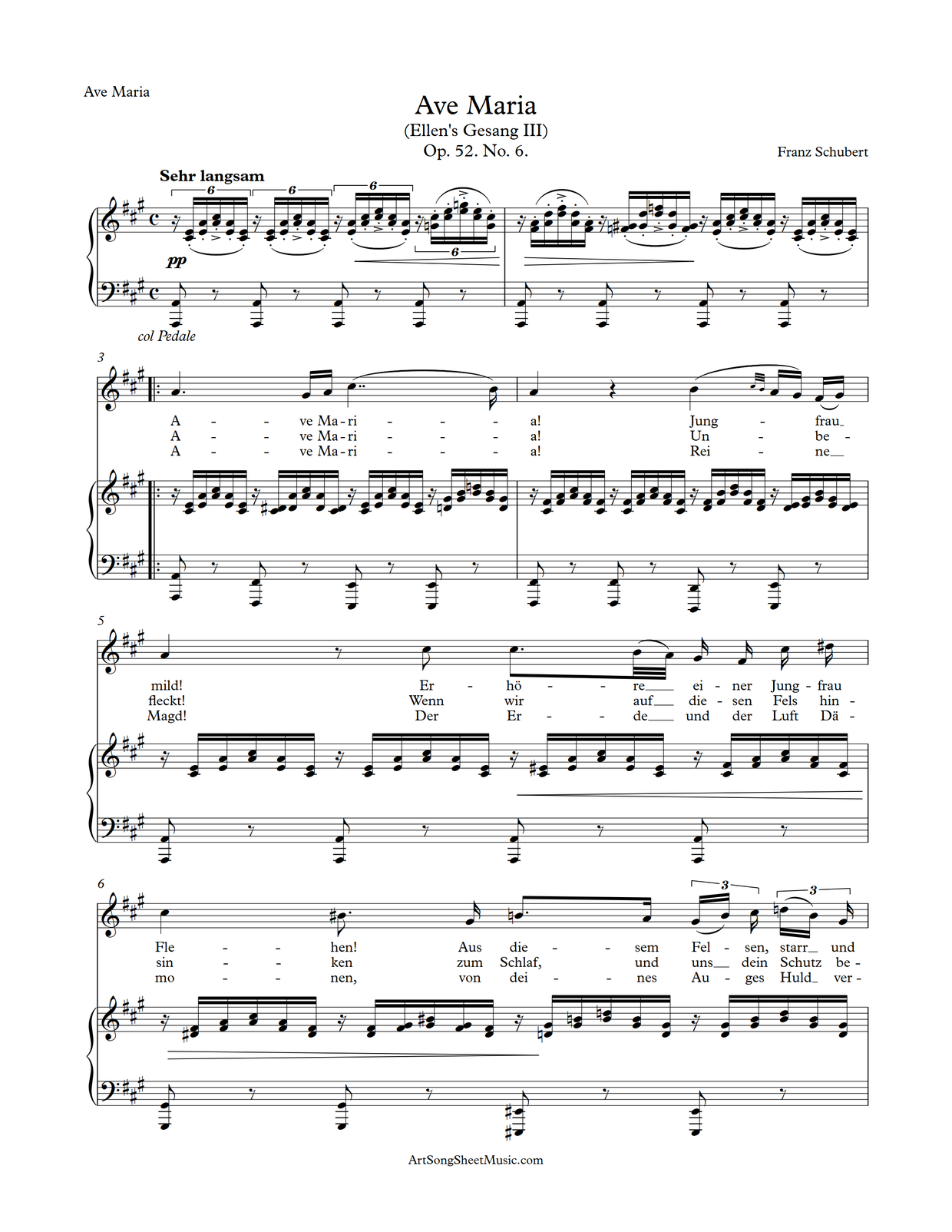 Ave Maria - Schubert - A major - PDF