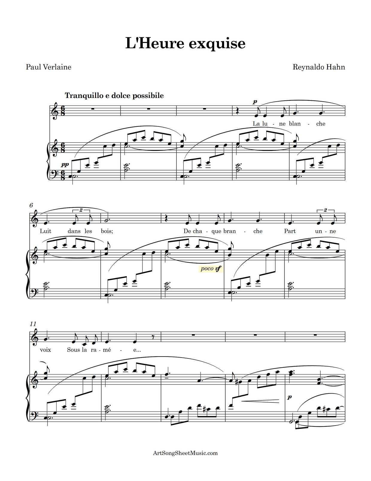 L'Heure exquise PDF - Hahn C major