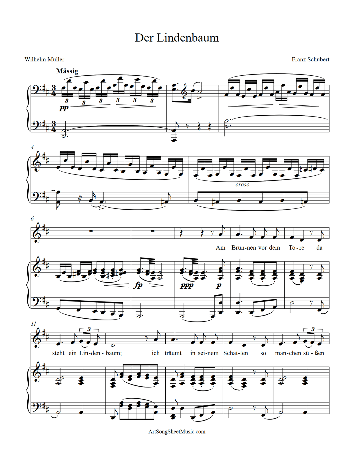 Der Lindenbaum PDF - Schubert - D major