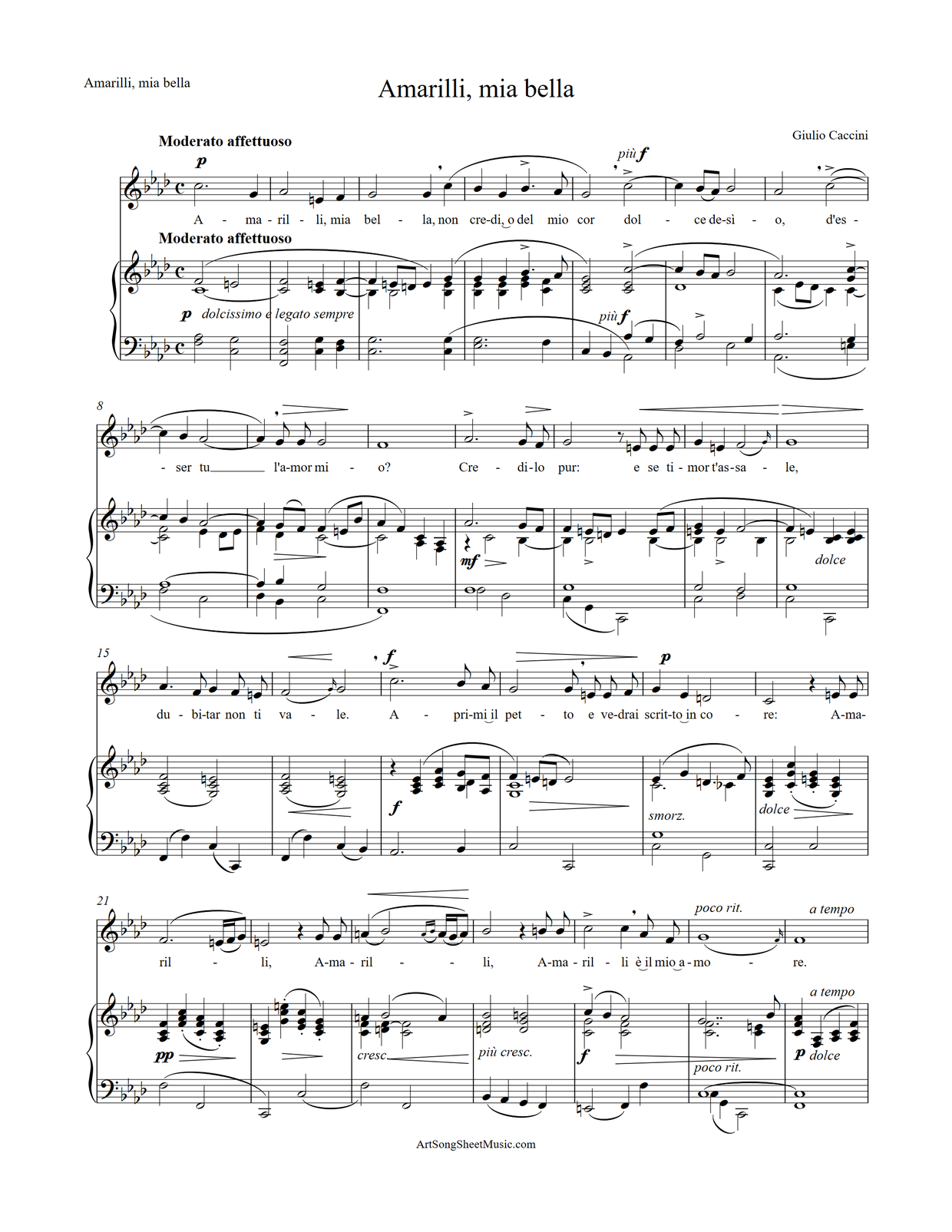 Amarilli mia bella - Caccini - F minor