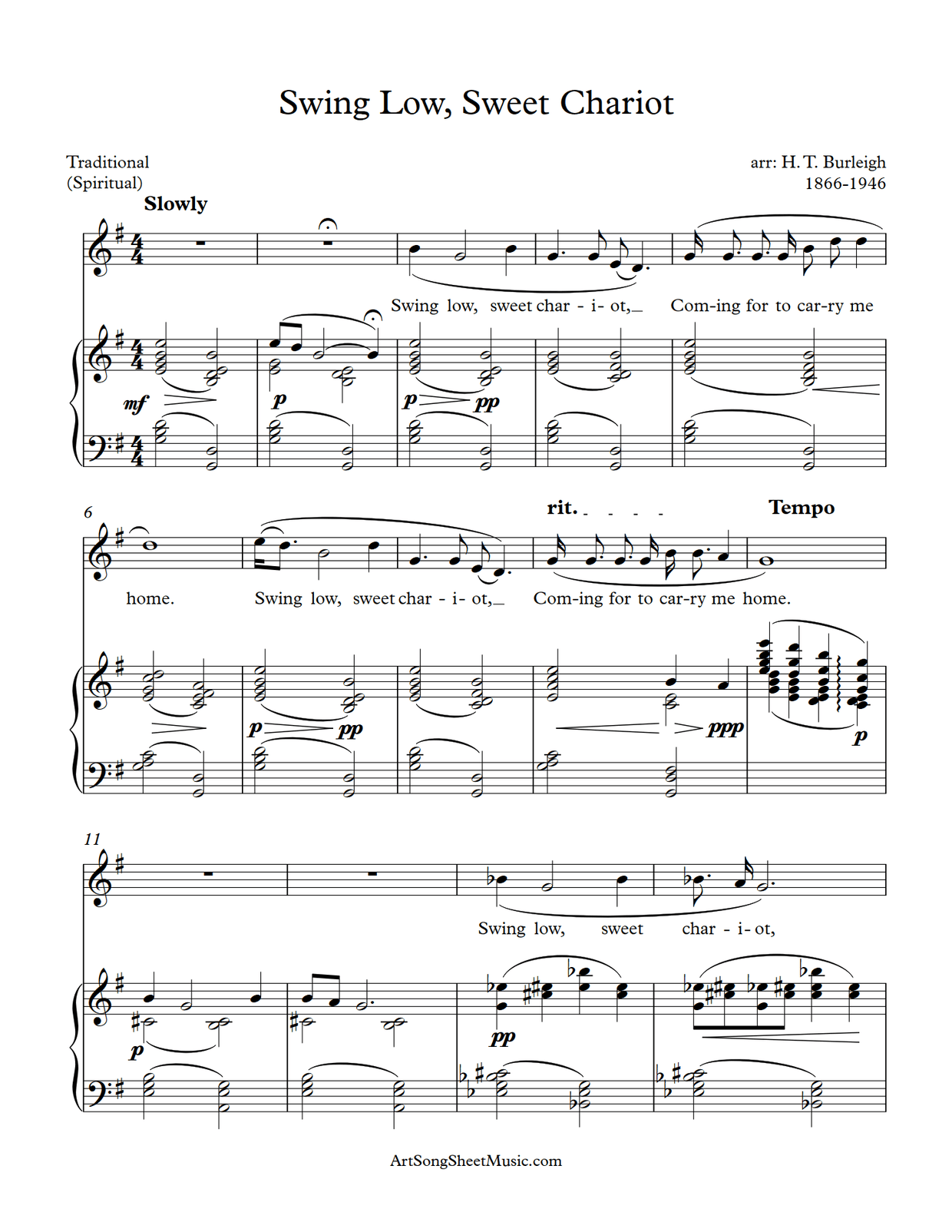 Swing Low, Sweet Chariot PDF - Burleigh - G major