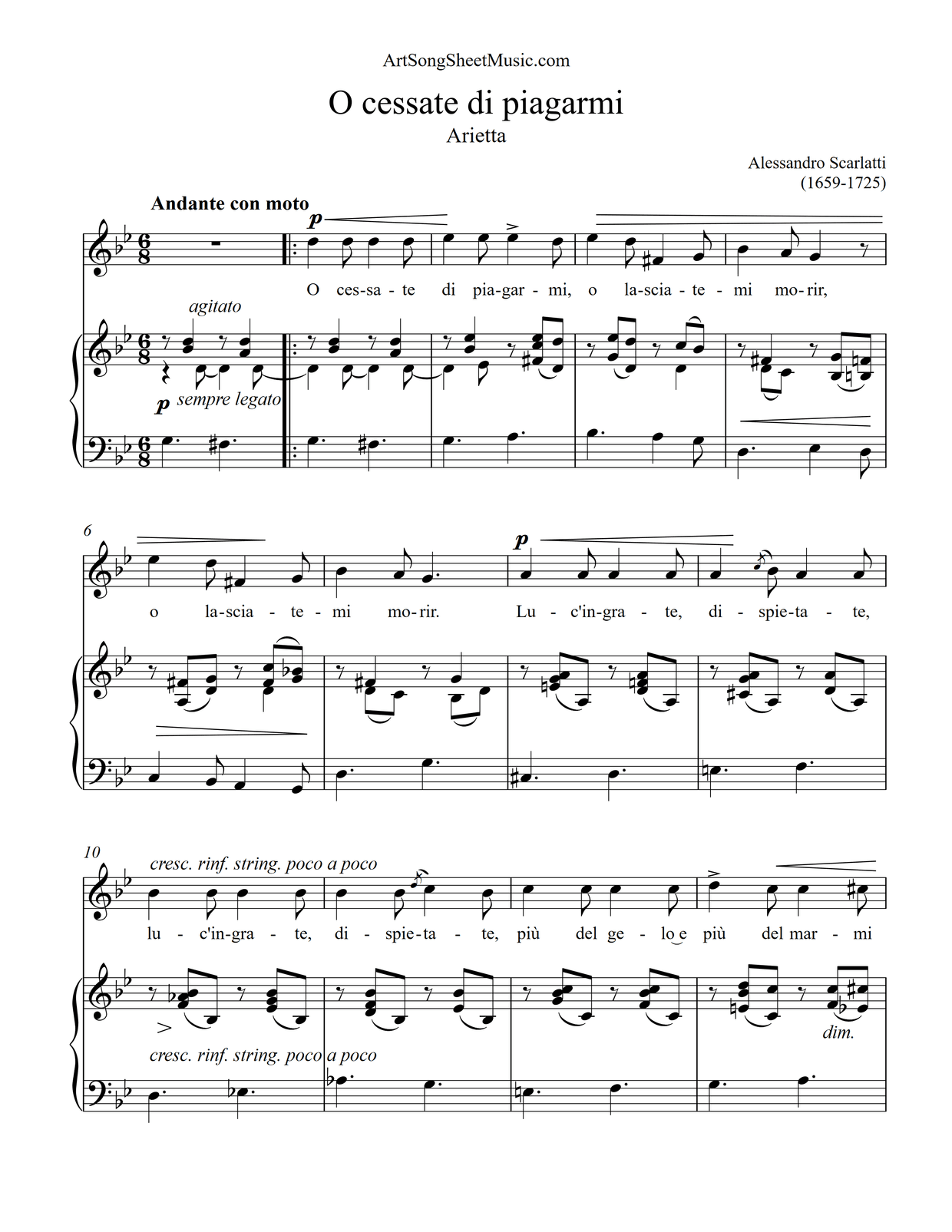 O cessate di piagarmi PDF - Scarlatti - G minor