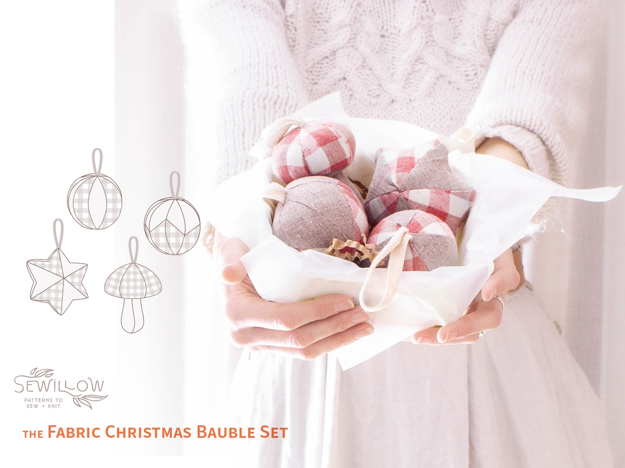 The Fabric Christmas Bauble Set - four 3D baubles to sew and gift