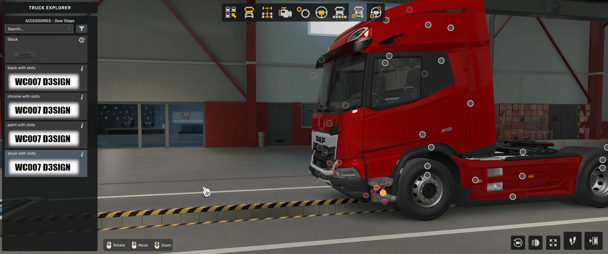 [doorsteps tuning part] DAF XD painted doorsteps with light slots