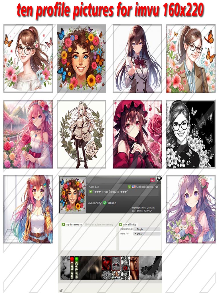 ten profile pictures for imvu 160x220 the package will be sold to one ...