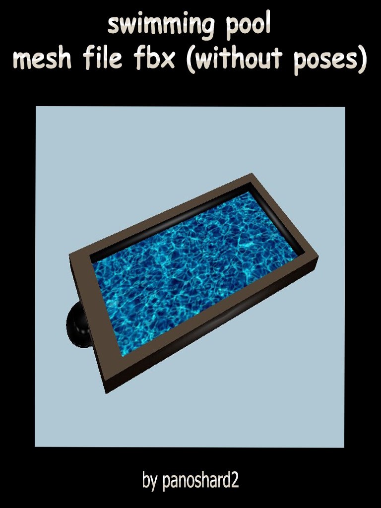 swimming pool mesh file fbx for imvu creator