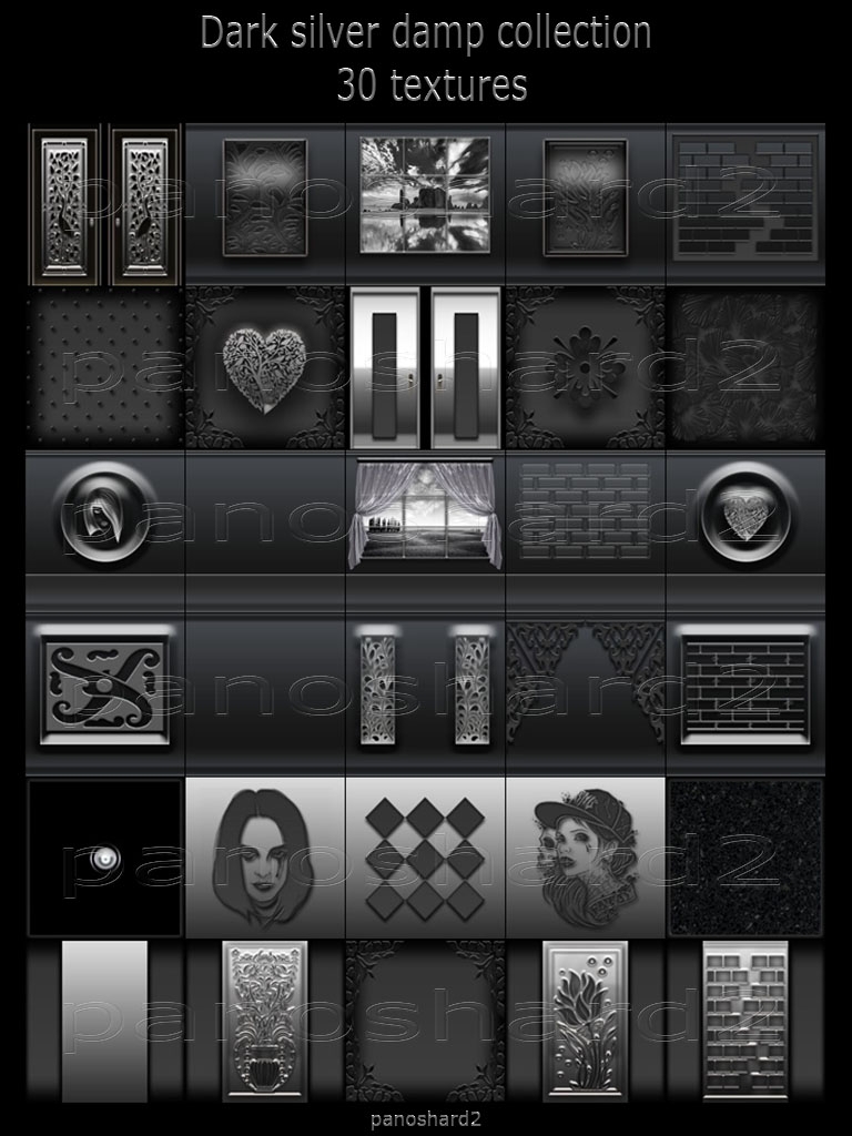 Dark silver damp collection 30 textures for imvu rooms