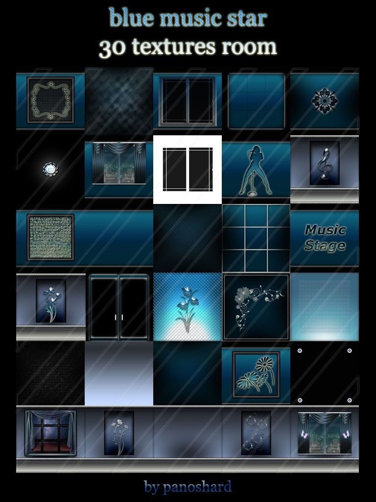 Blue music star 30 textures for imvu
