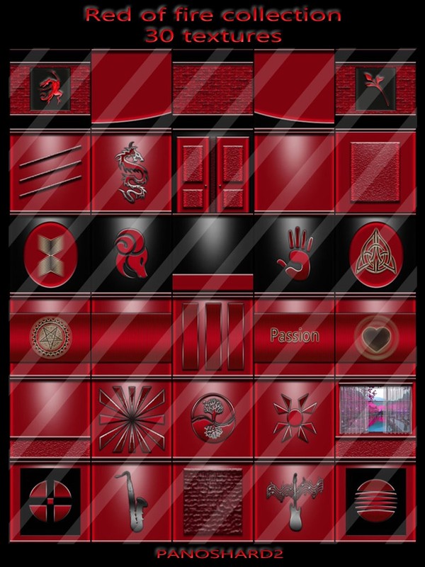 RED OF FIRE COLLECTION 30 TEXTURES FOR IMVU