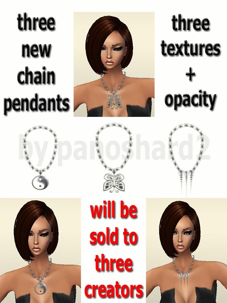 Three new chain pendants textures and opacity for imvu