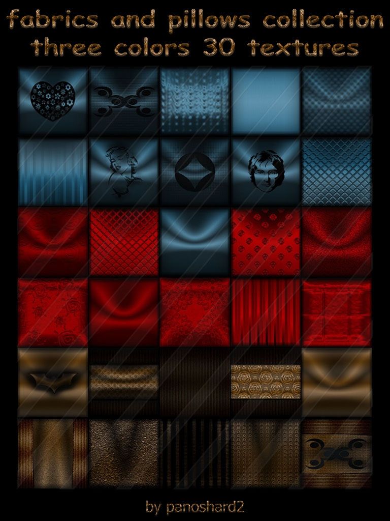 Fabrics and pillows collection three colors 30 textures for imvu