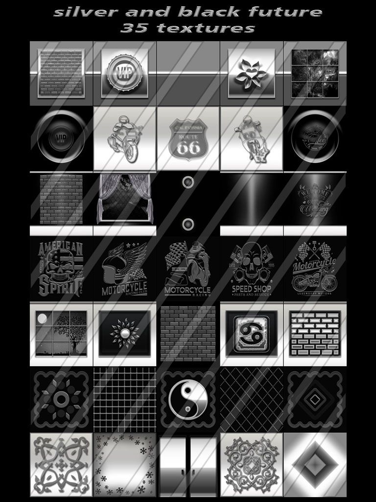 silver and black future 35 textures new pack for imvu