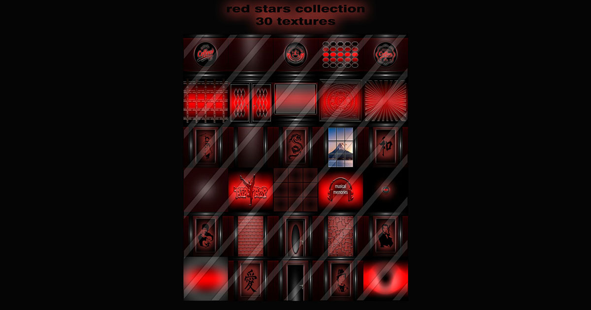 red stars collection 30 textures for imvu creators