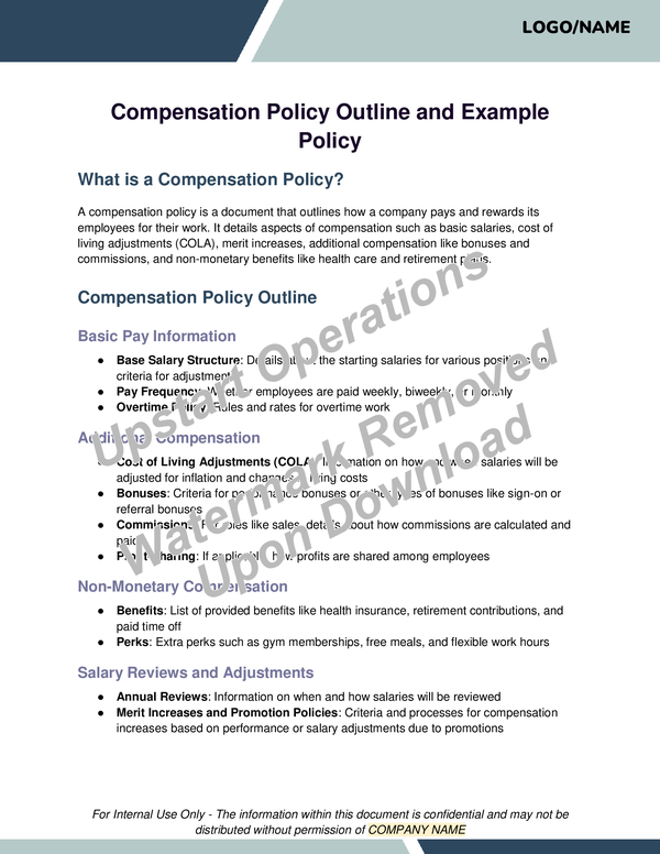 Compensation Policy Outline and Example Policy
