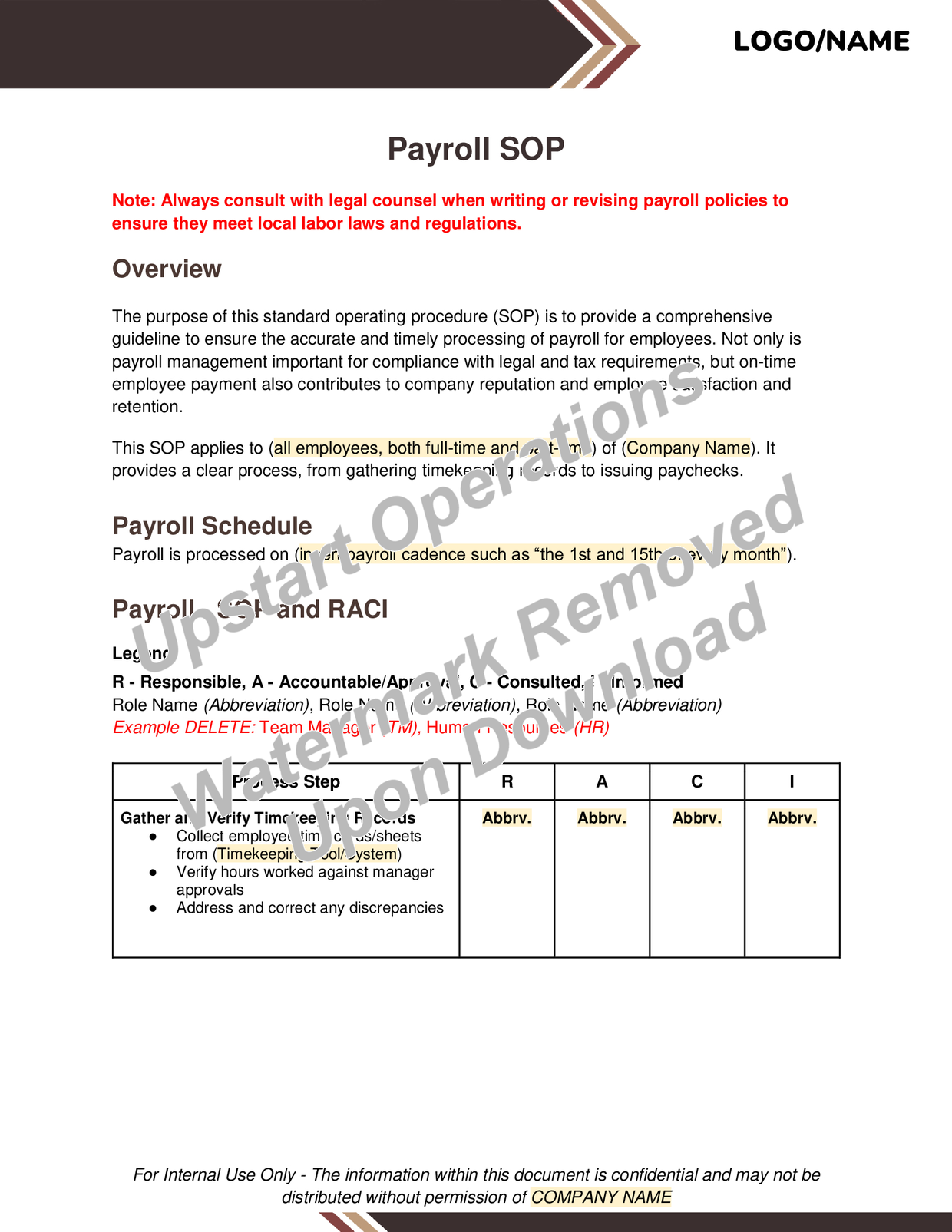 Payroll SOP (Standard Operating Procedure)